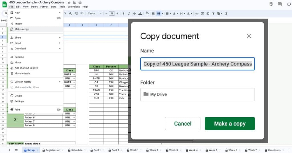 Indoor 450 Round League Template - Archery Compass